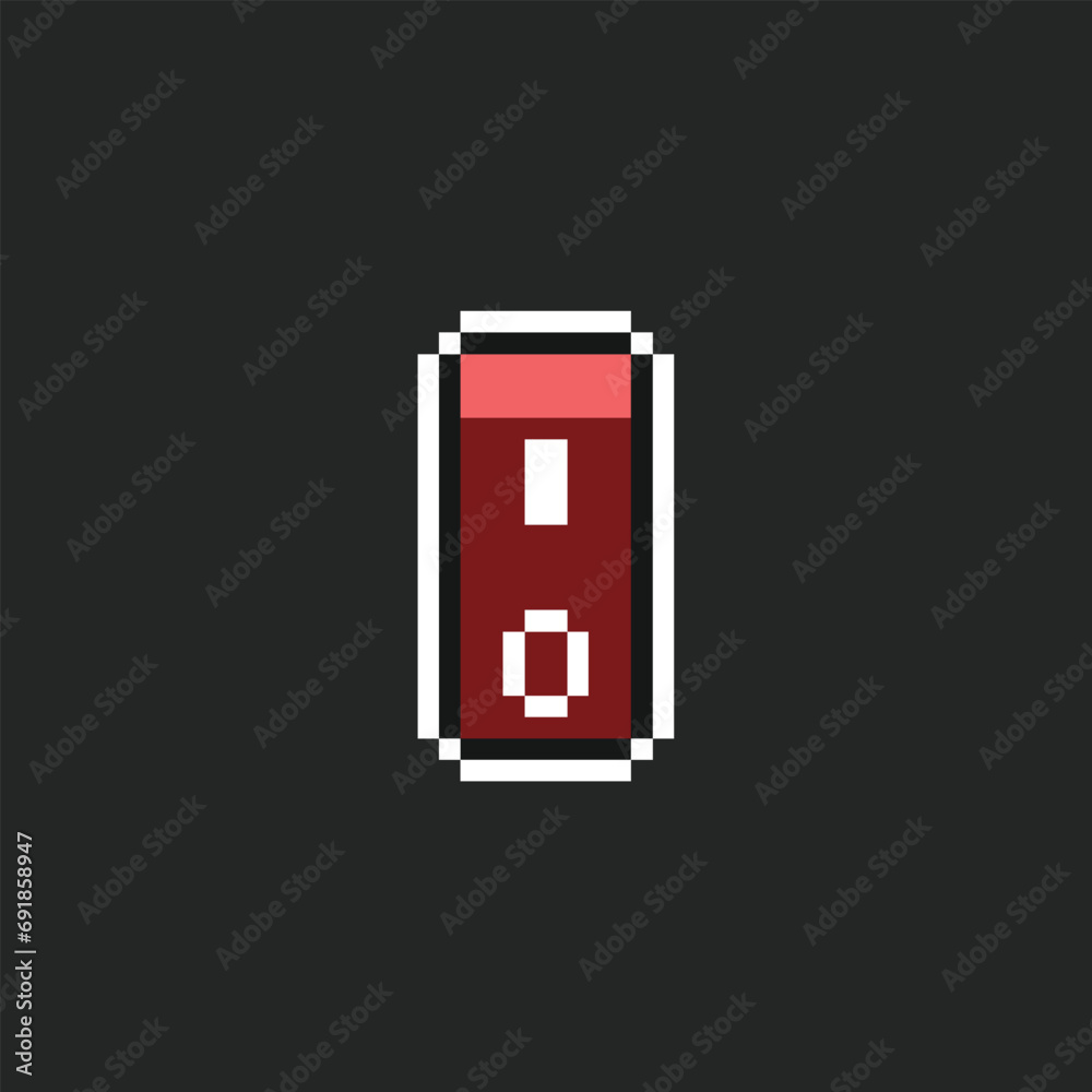 this is off button icon in pixel art with simple color and black ...
