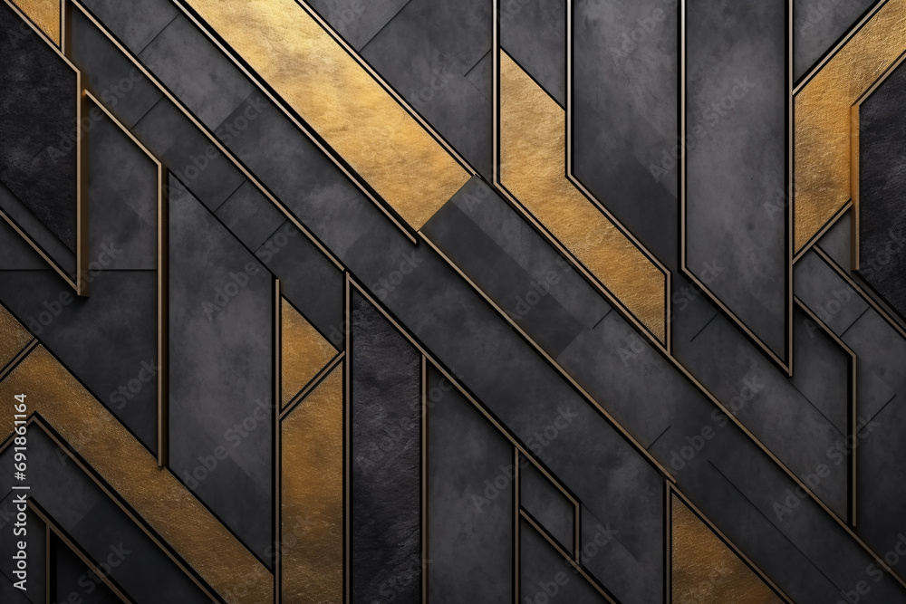 Geometric patterns black and gold background, inspired by the ...