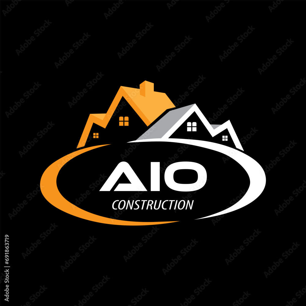 Letter AIO building vector, AIO initial construction. AIO real estate ...
