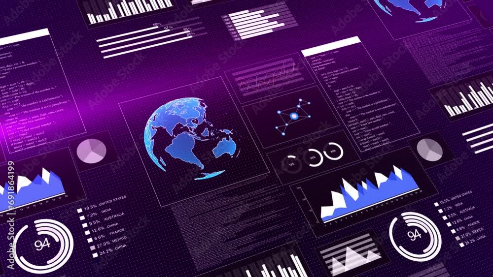 Infographic dashboard charts, diagrams elements, online statistics data ...