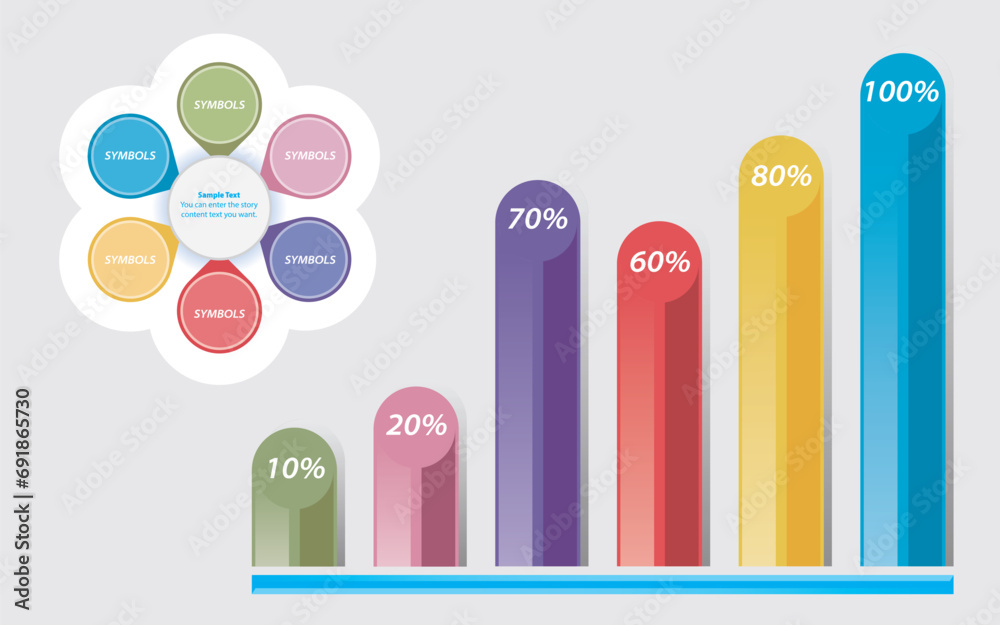 Multi colored pie chart by bar graphs Stock Vector | Adobe Stock