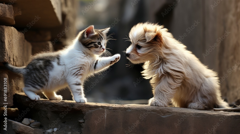 Dog Cat Best Friends Playing Together, HD, Background Wallpaper ...