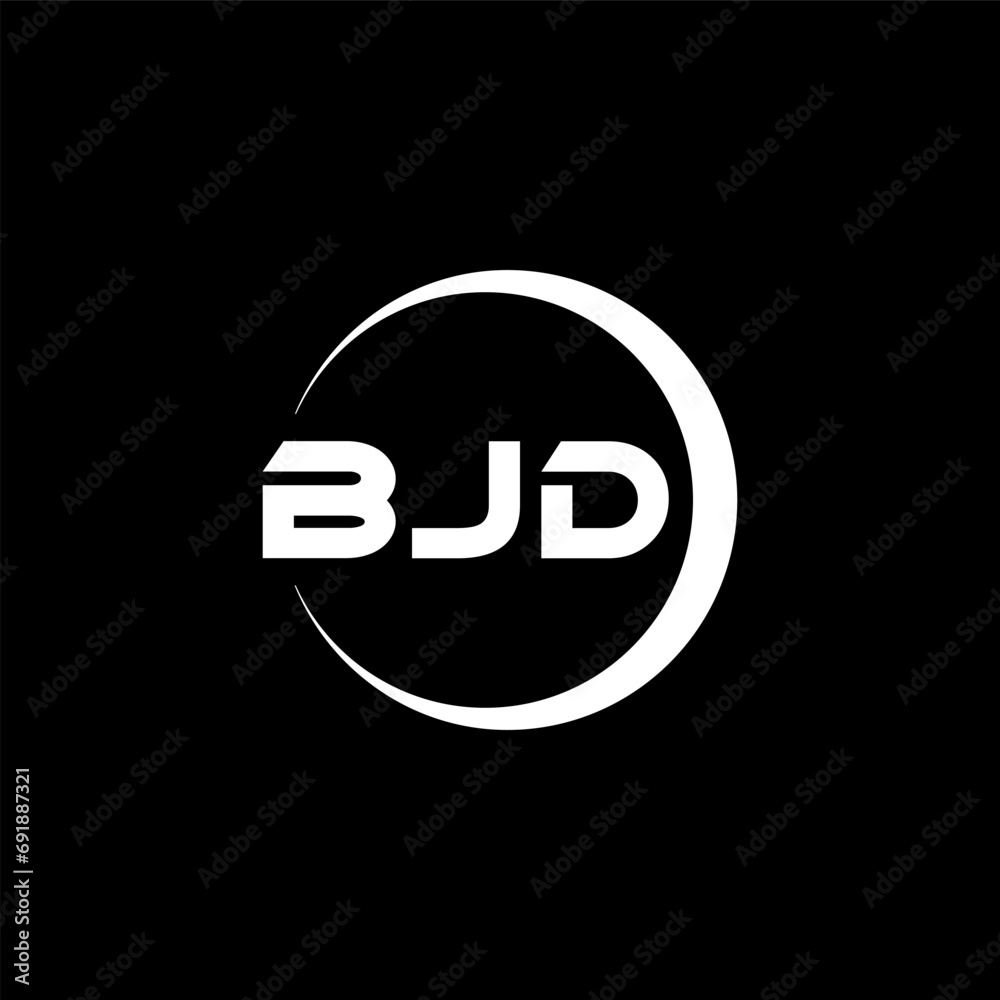 BJD letter logo design with black background in illustrator, cube logo ...