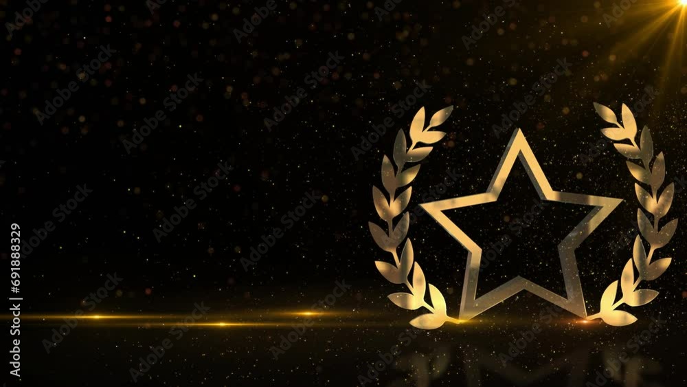 4K 3D Luxury Gold light sparkling particles explosion awards stage ...