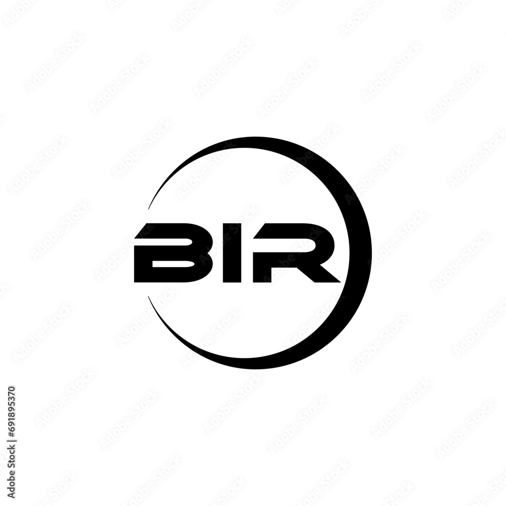 BIR letter logo design with white background in illustrator, cube logo ...
