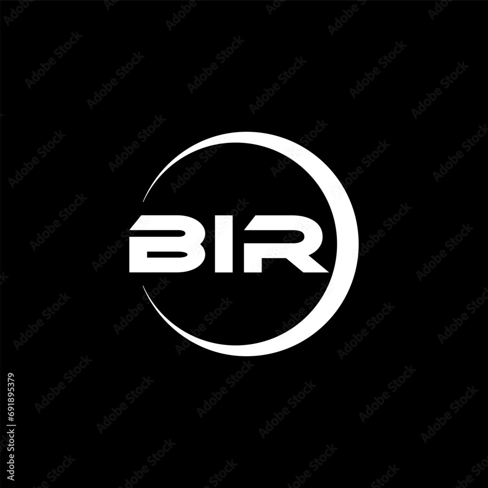 BIR letter logo design with black background in illustrator, cube logo ...