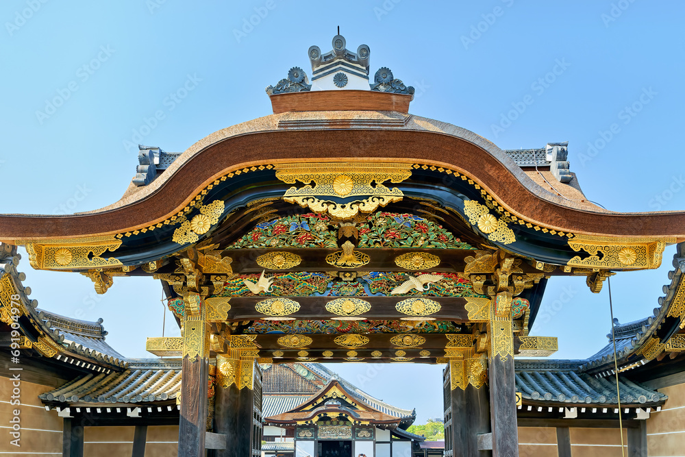 Japan. Kyoto. Nijo Castle. The karamon main gate to Ninomaru Palace ...