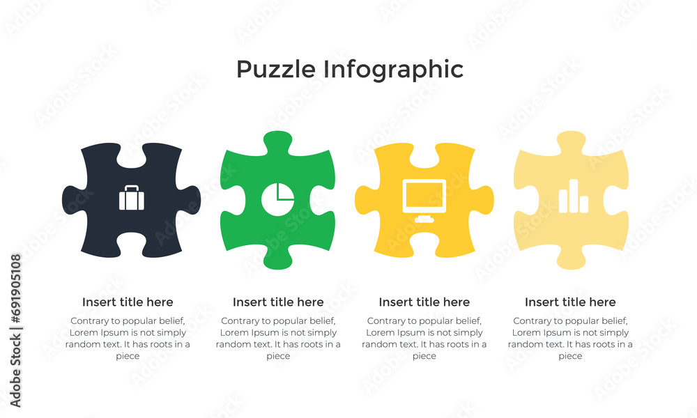 Four pieces puzzle squares diagram. Squares business presentation ... Four pieces puzzle squares diagram. Squares business presentation ...