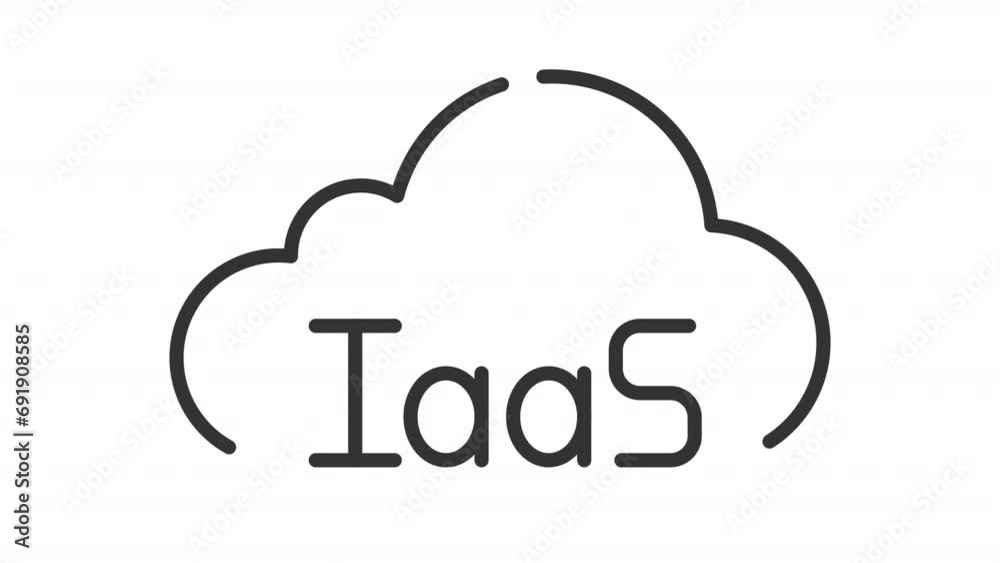 2D black creative thin line animation of IaaS icon, HD video with ...