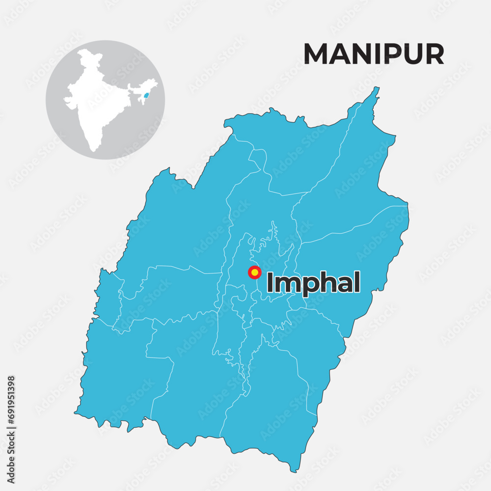 Manipur locator map showing District and its capital Stock Vector ...