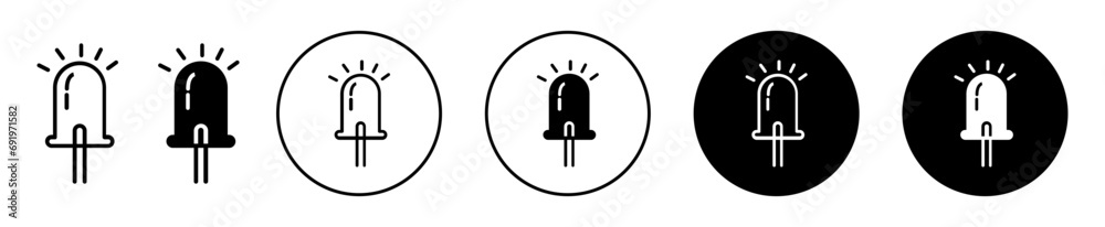 Light emitting diode icon. bright illuminated electric warning light ...