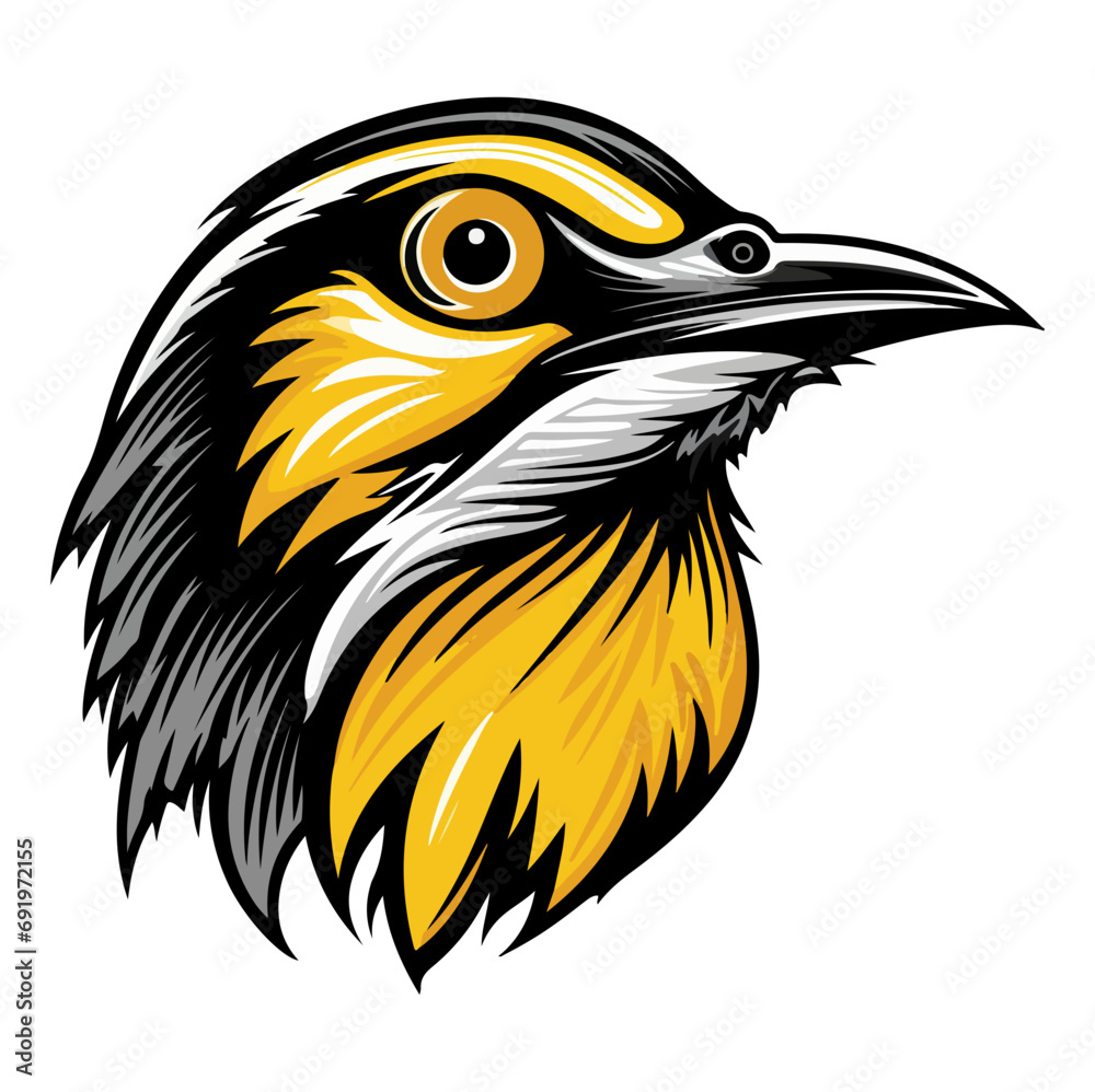 Western Meadowlark perched Portrait Sticker, Western Meadowlark perched ...