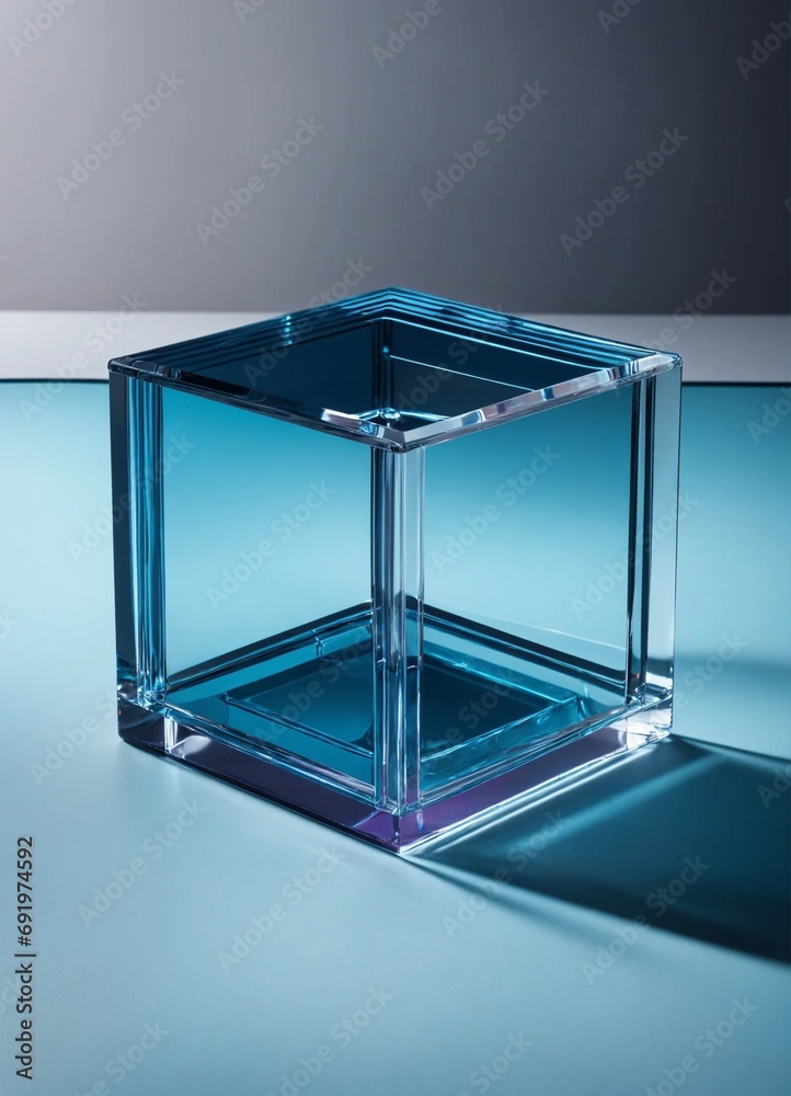 Cube Object inside, clear glass, studio photography, neutral background ...