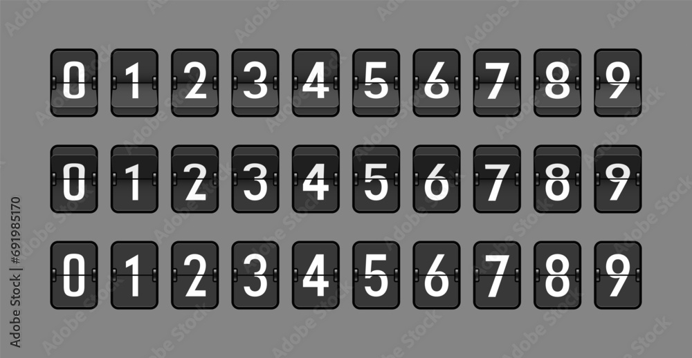 Vector Numbers for Flip Clocks, Split-Flap or Flap Display, White ...