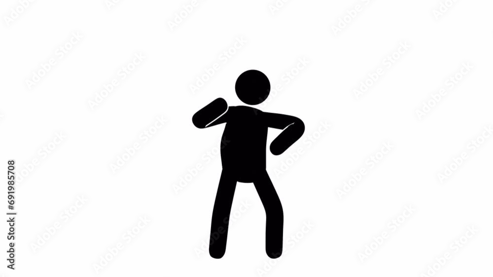 Pictogram man throwing his hand up in victory gesture. Stickman gesture ...
