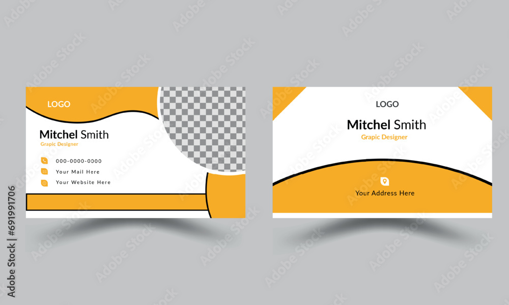 Personal visiting card with company logo.double sided business card ...