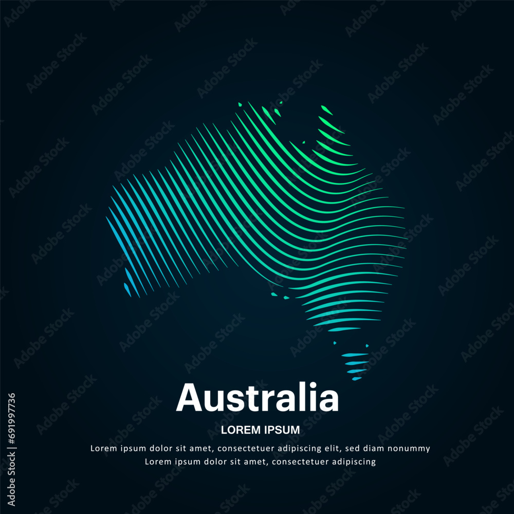 simple logo map of Australia Illustration in a linear style. Abstract ...
