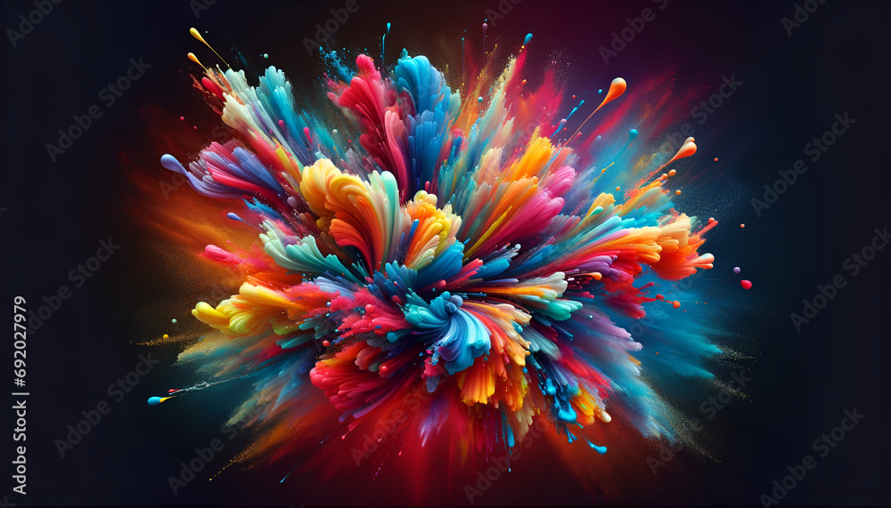 An 8k desktop wallpaper featuring a vibrant paint splash, with an ...