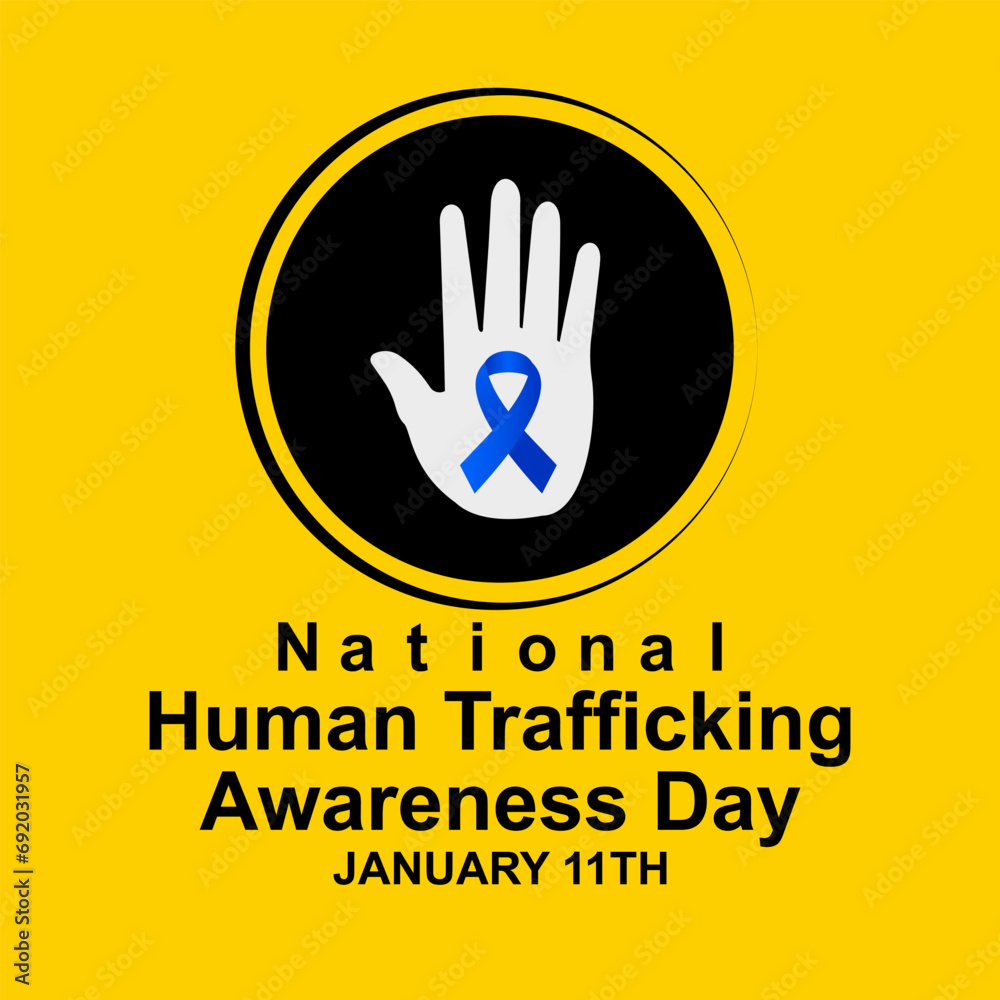 National human trafficking awareness day and 11th of January . Blue ...
