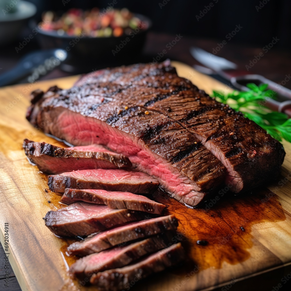 Tri-tip Steak: Versatile Beef Cut from Bottom Sirloin, Grilled Over Red ...