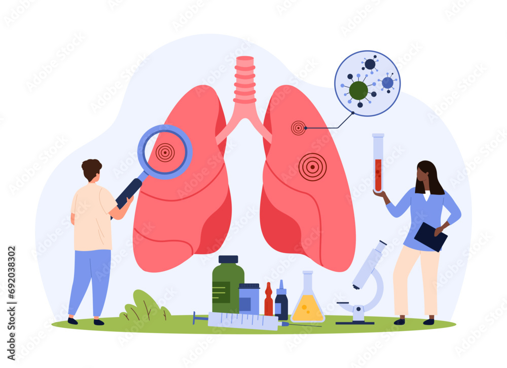 Diagnostics Of Lung Disease Pulmonology Vector Illustration Cartoon