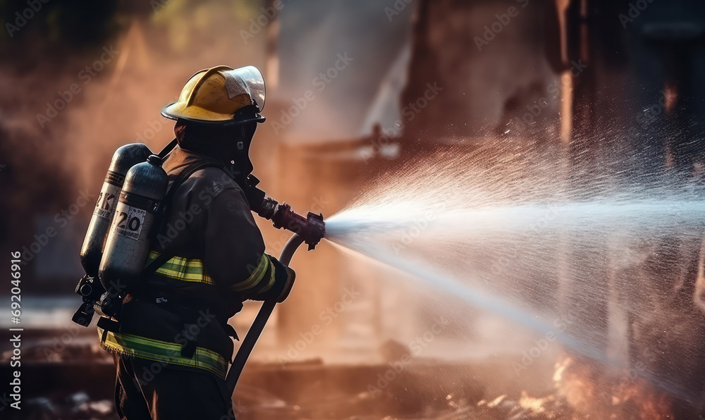 Brave Firefighter, Image of Fireman in Full Fire Fighting Gear Ready ...