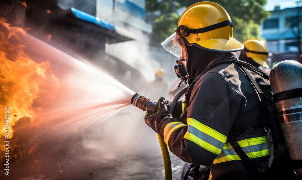 Brave Firefighter, Image of Fireman in Full Fire Fighting Gear Ready ...