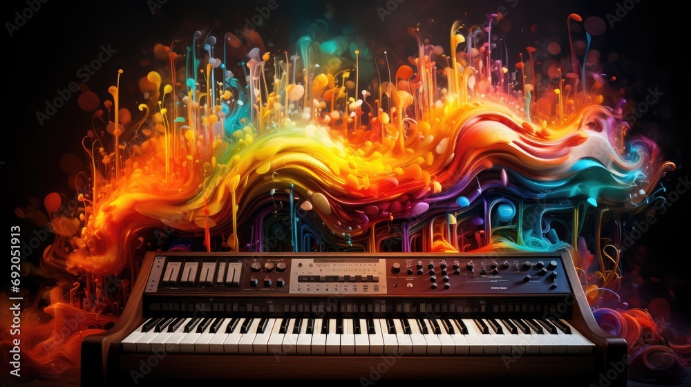 piano keyboard and music notes. piano keys and music notes. background ...