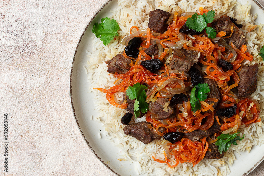 Kabuli pulao, pilaf, the national dish of Afghanistan, rice with meat ...