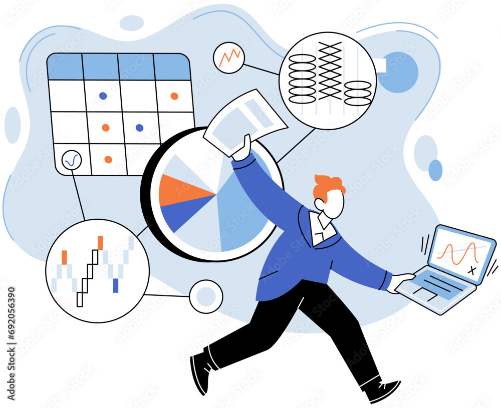 Business operations vector illustration. Plans, guiding stars ...