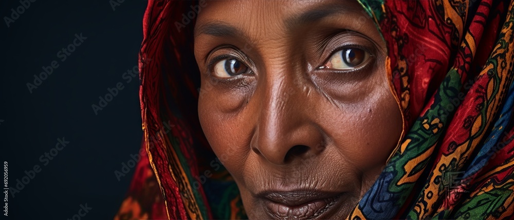 Close up portrait of old Woman arab muslim elderly in hijab . female ...