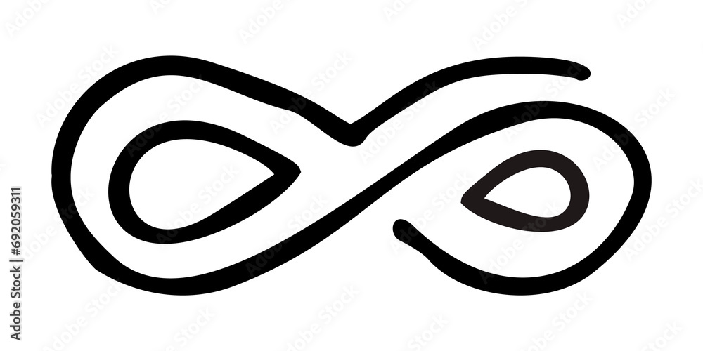 Infinity symbol hand drawn with ink brush. Thin line scribble icon ...