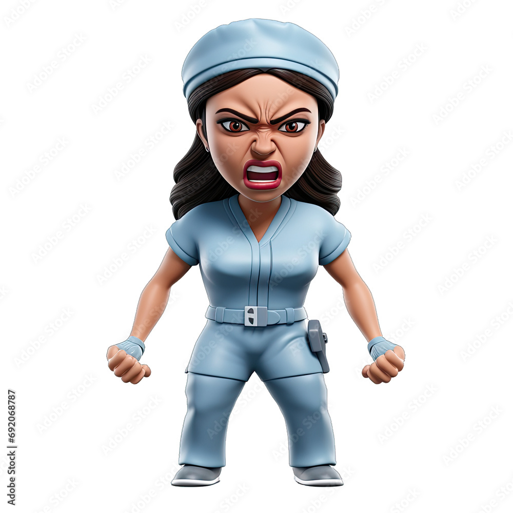 A Nurse With a Nurse's Uniform (scrubs) Furious Emoji Face Character ...