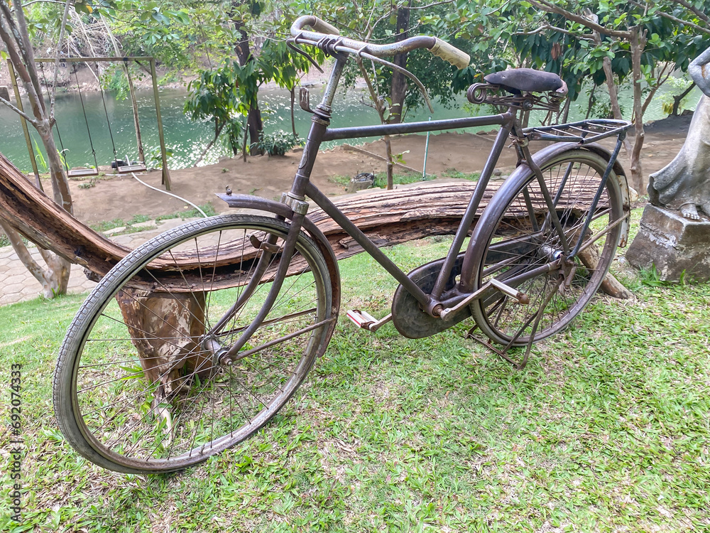 Classic old fashioned black gents roadster bicycle from early 20th ...