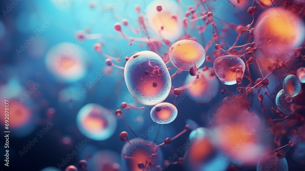 A detailed portrayal of kidney cells under a high magnification, Micro ...