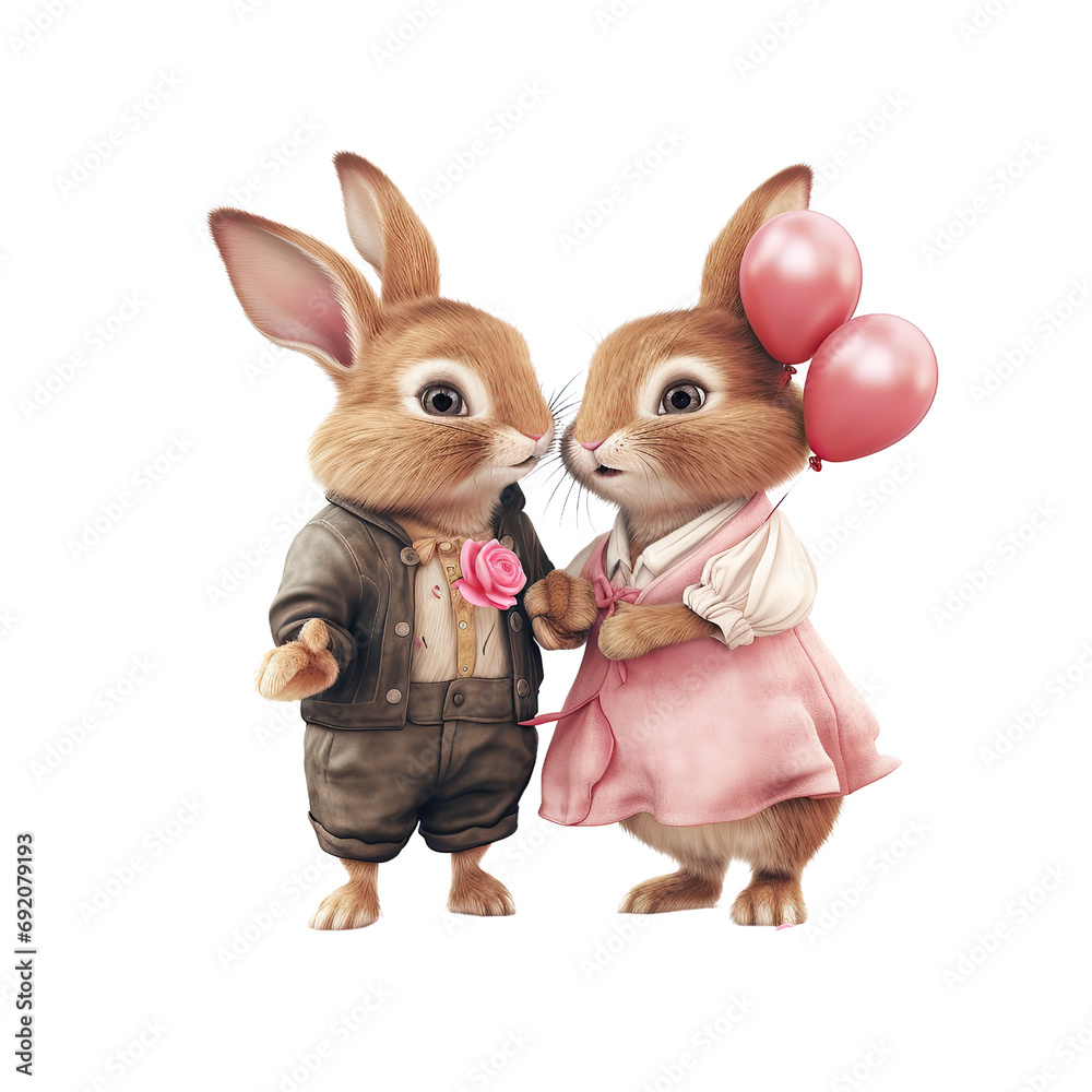 watercolor Love bunny valentine clipart, cute bunny high quality ...