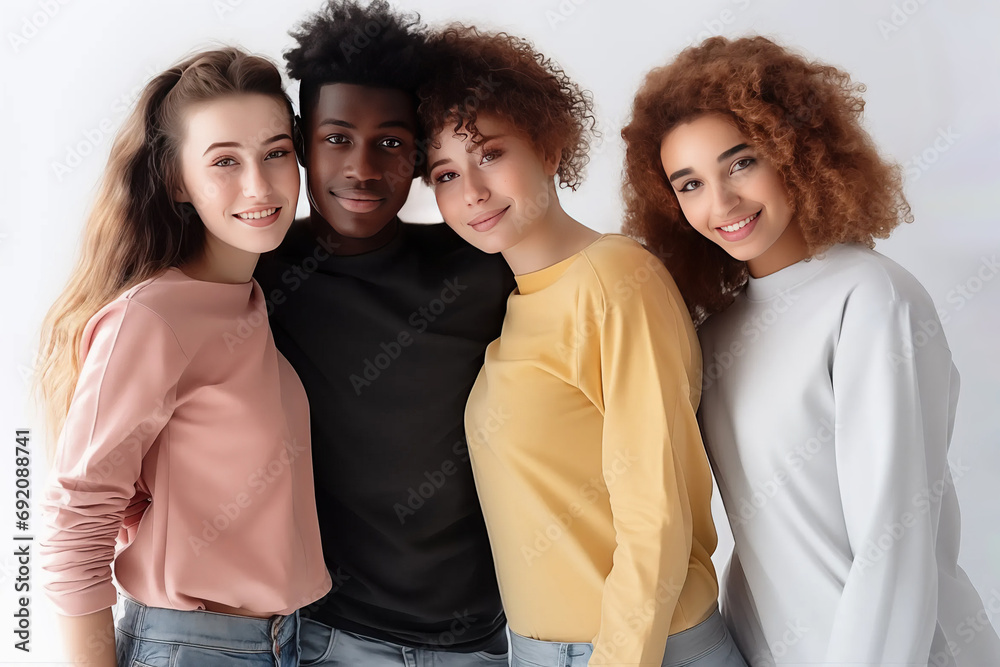 A group of diverse people embracing to show unity and harmony together ...