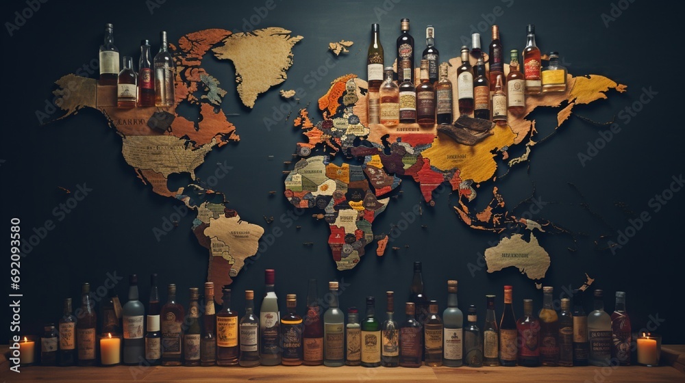 An array of whisky bottles from around the world, each representing ...
