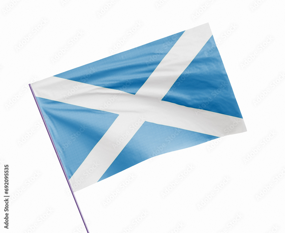 3d illustration flag of Scotland. Scotland flag waving isolated on ...