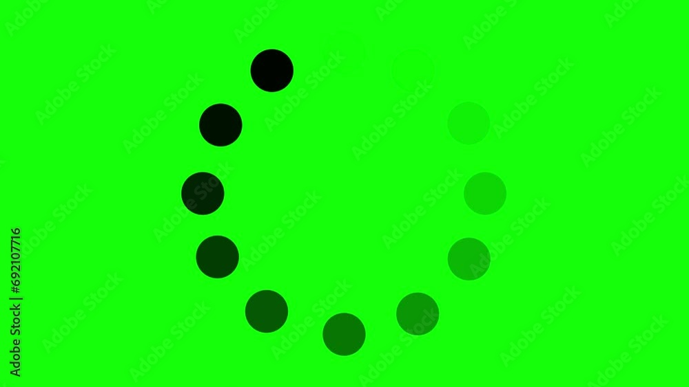 Loading circle Dots Uplowder icon animation isolated in green screen ...