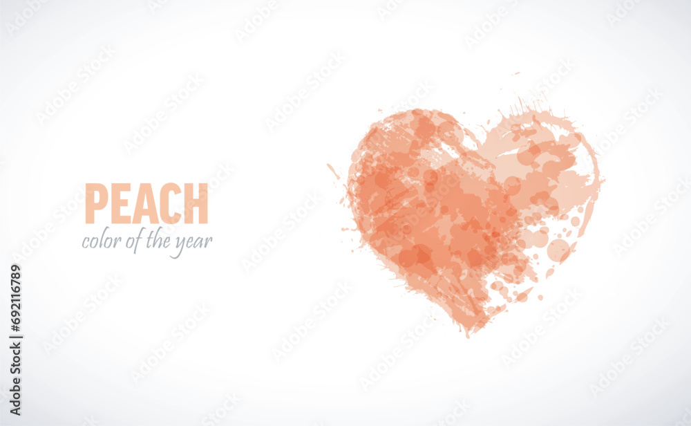 Color of the year 2024. Peach painting of the heart. 2024 trend ...