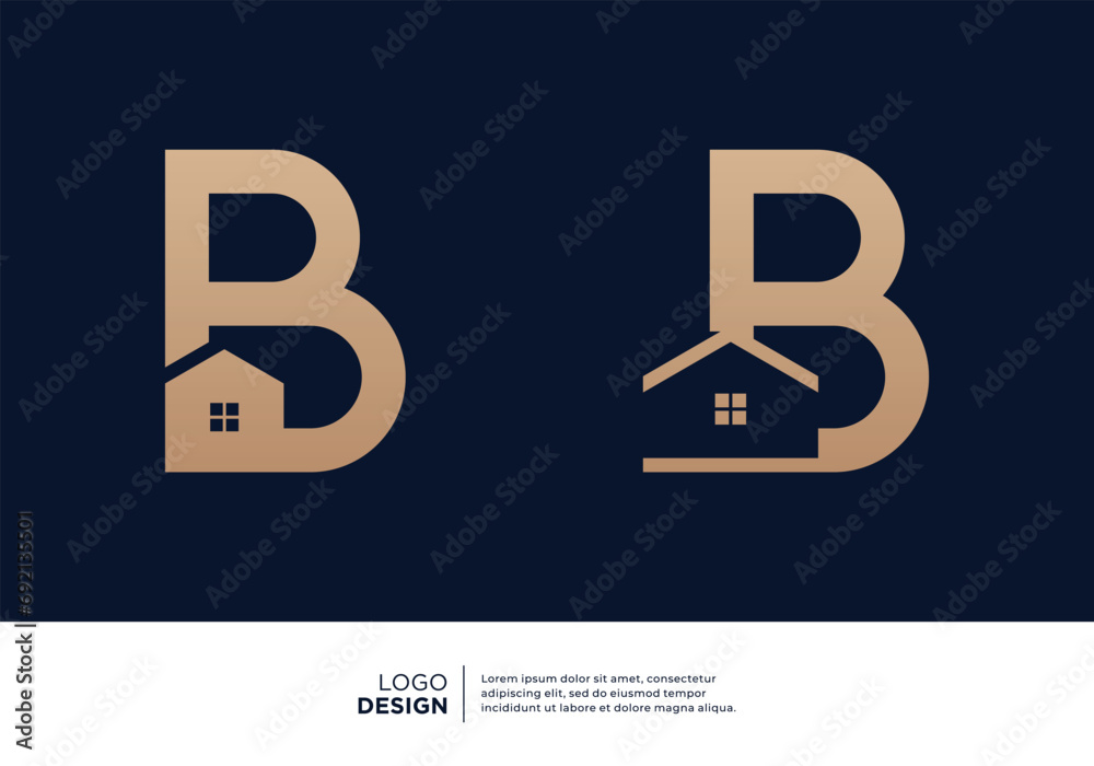 Collection of architectural building letter B logo designs. Stock ...