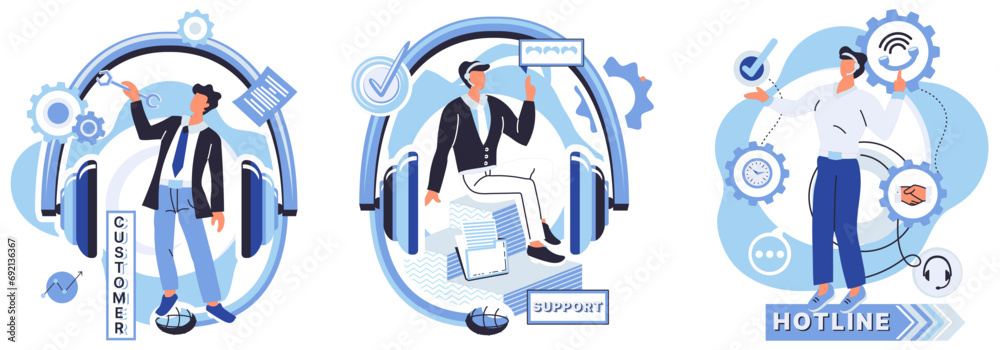 Vecteur Stock Help desk vector illustration. Assistance is just call ...