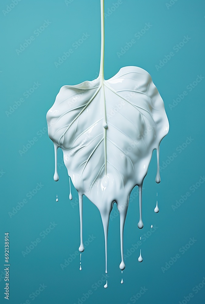 The elegance of nature: a vibrant image of a green leaf covered in ...