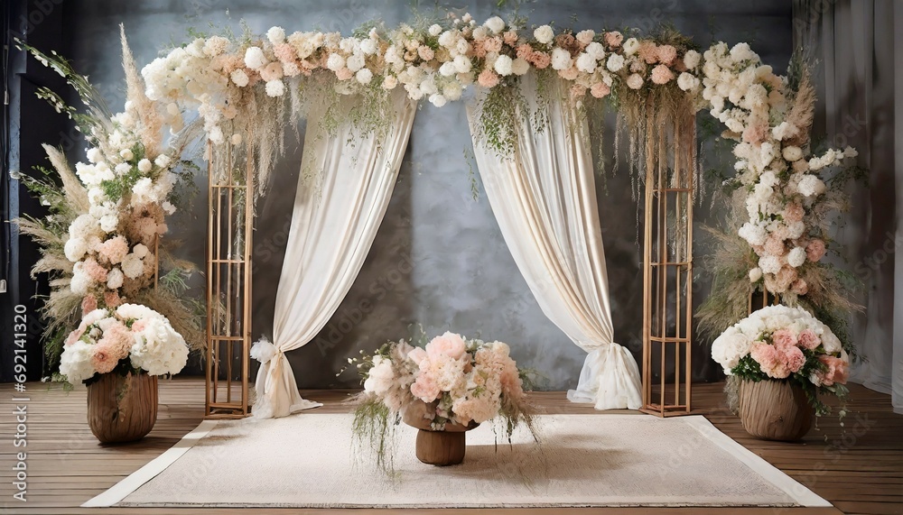 wedding backdrop aesthetic flower decoration indoor studio background ...