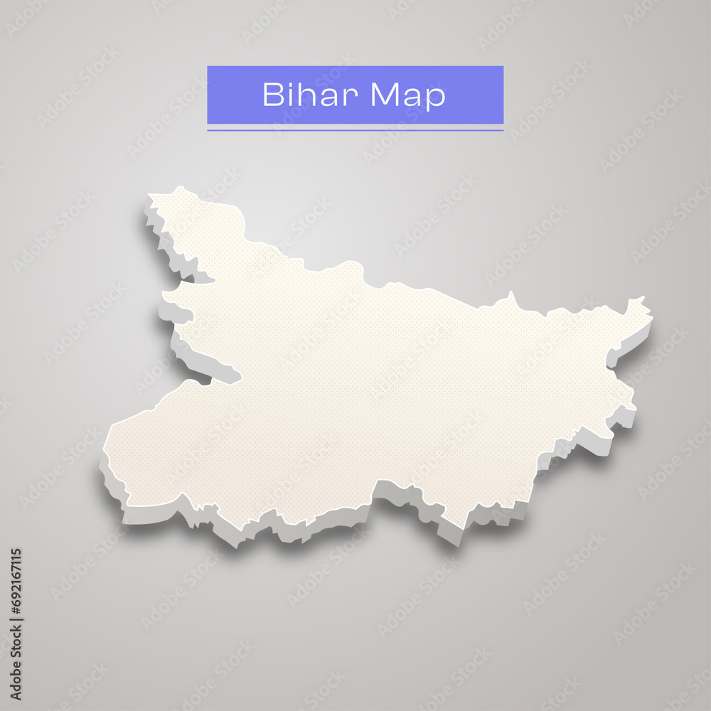Vector Map Of Bihar in 3D Indian State Stock Illustration | Adobe Stock