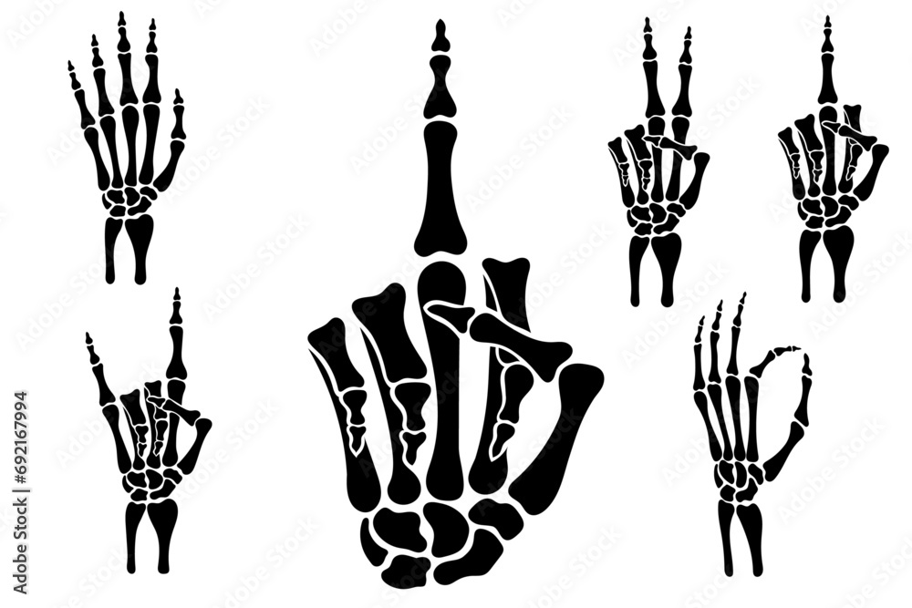 Skeleton hands, Bones hand, middle finger, Vintage elements, Print for ...