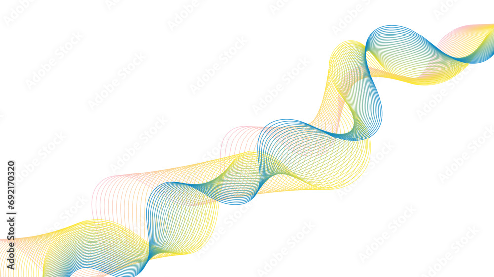 Abstract bright colorful gradient smooth wave line on a transparent ...