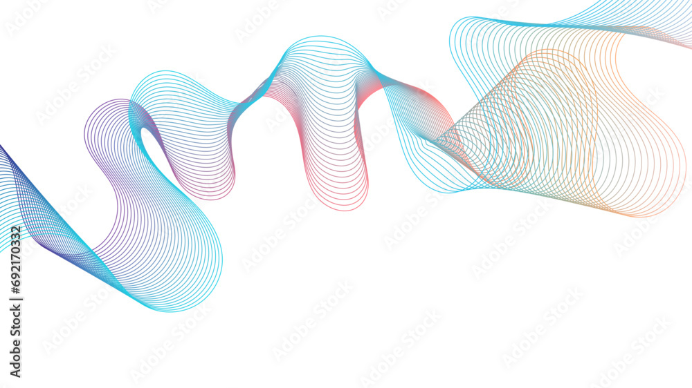 Abstract bright colorful gradient smooth wave line on a transparent ...