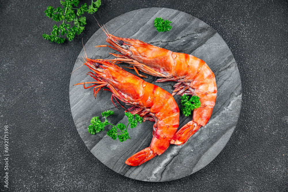 shrimp gambas langoustine large prawn eating cooking meal food snack on ...